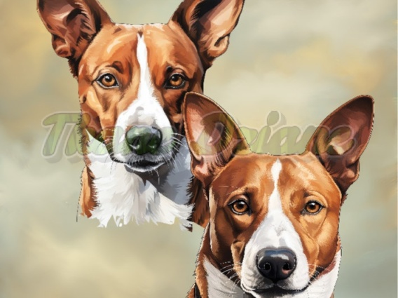 TkaneDziane.pl > PANEL DRUKOWANY DWA BASENJI TŁO ZŁ NR 3